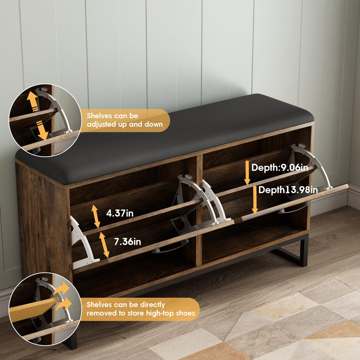 17 Stories 12 Pair Shoe Storage Bench & Reviews | Wayfair